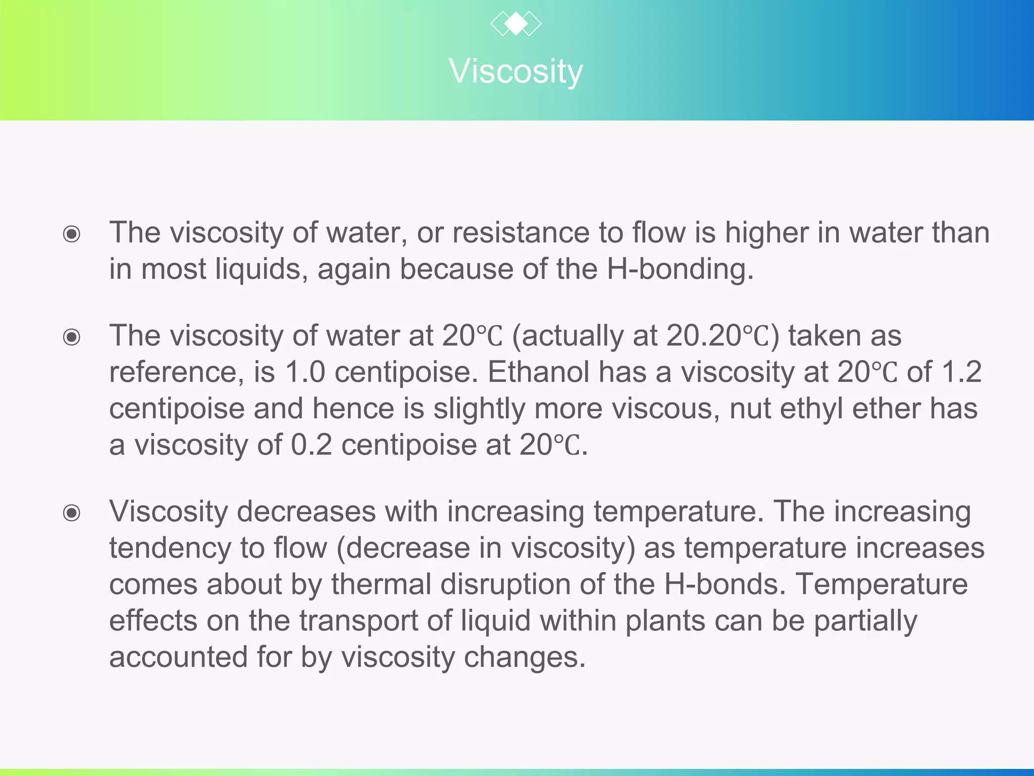 Water and its properties | PPTX