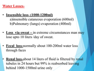 Water & water balance, dehydration cause | PPTX