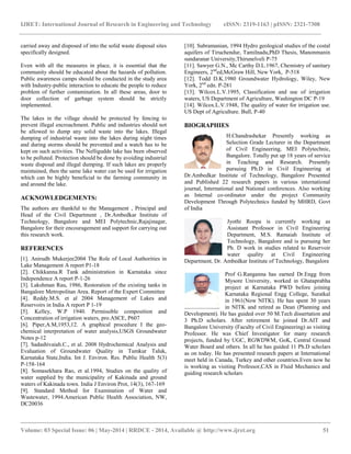 Water and soil quality aspects of nelligudde reservoir catchment and ...