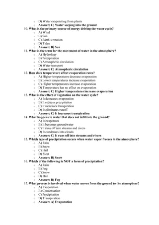 Water and Water Management MCQs from chatgpt | PDF