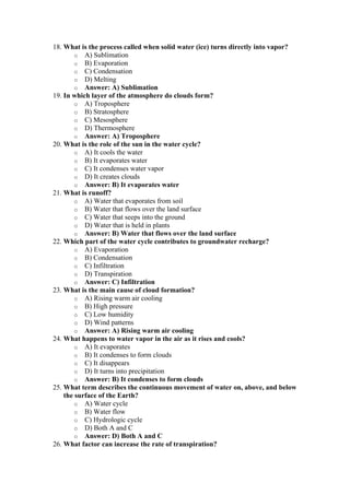 Water and Water Management MCQs from chatgpt | PDF