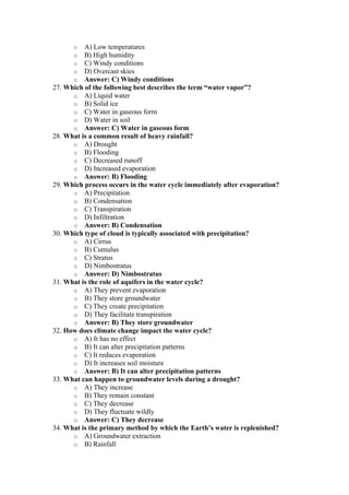 Water and Water Management MCQs from chatgpt | PDF
