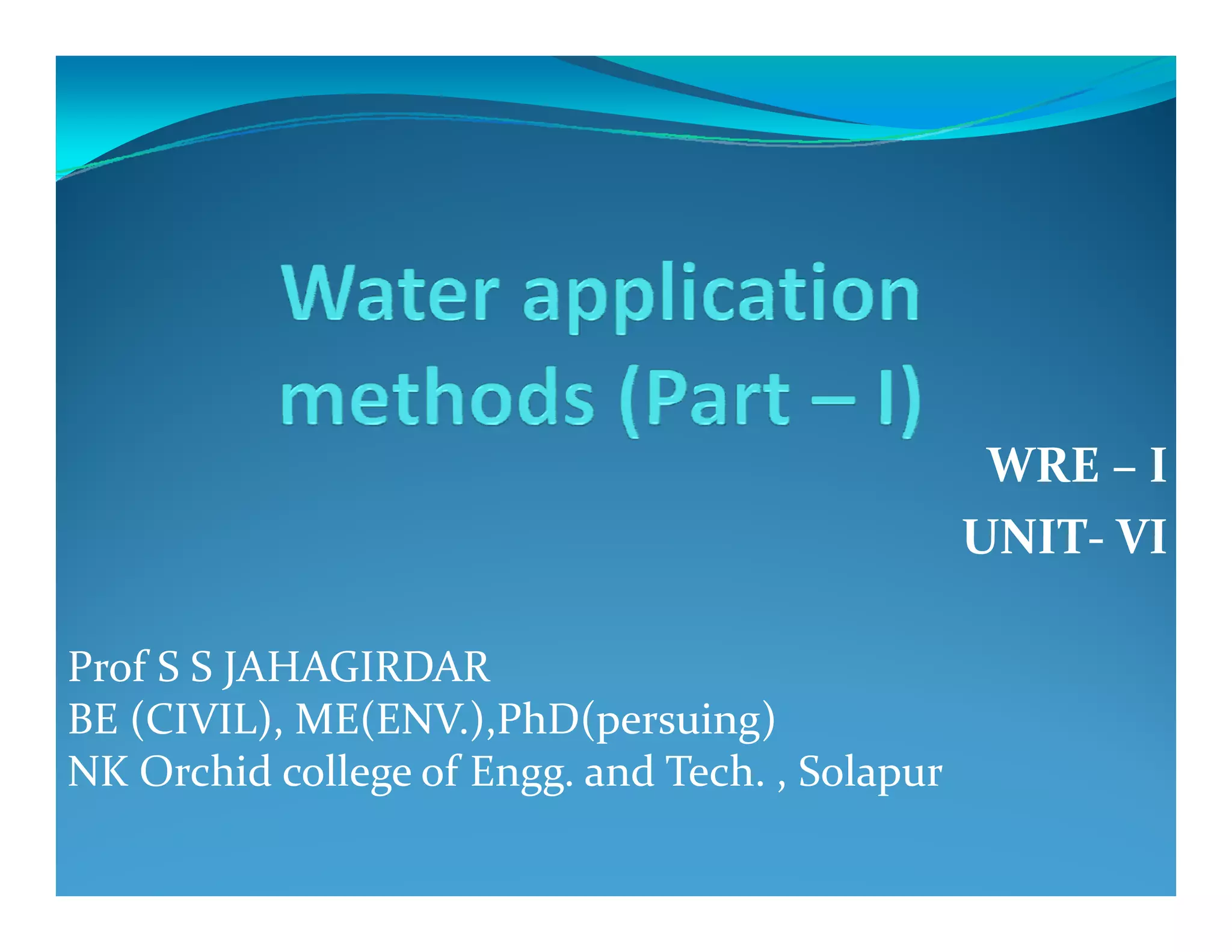 Water application methods (part – i) | PDF