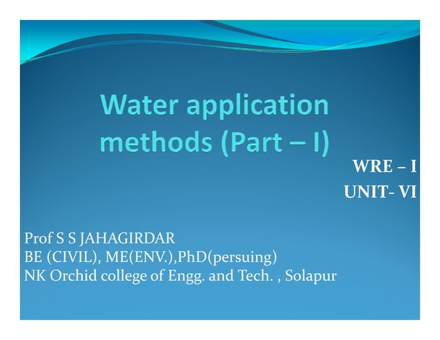 Water application methods (part – i) | PDF | Gardening | Home & Garden