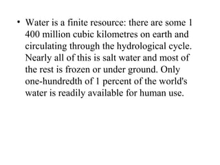Water as a finite resource, Water Resource Management | PPT