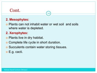 Water as an Ecological Factor by Salman Saeed Lecturer Botany | PPTX