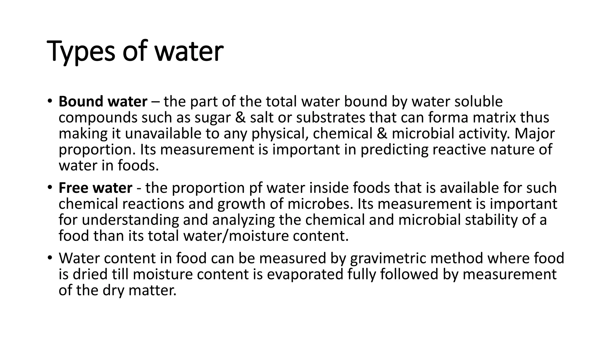 Water - as a nutrient in foods | PPTX