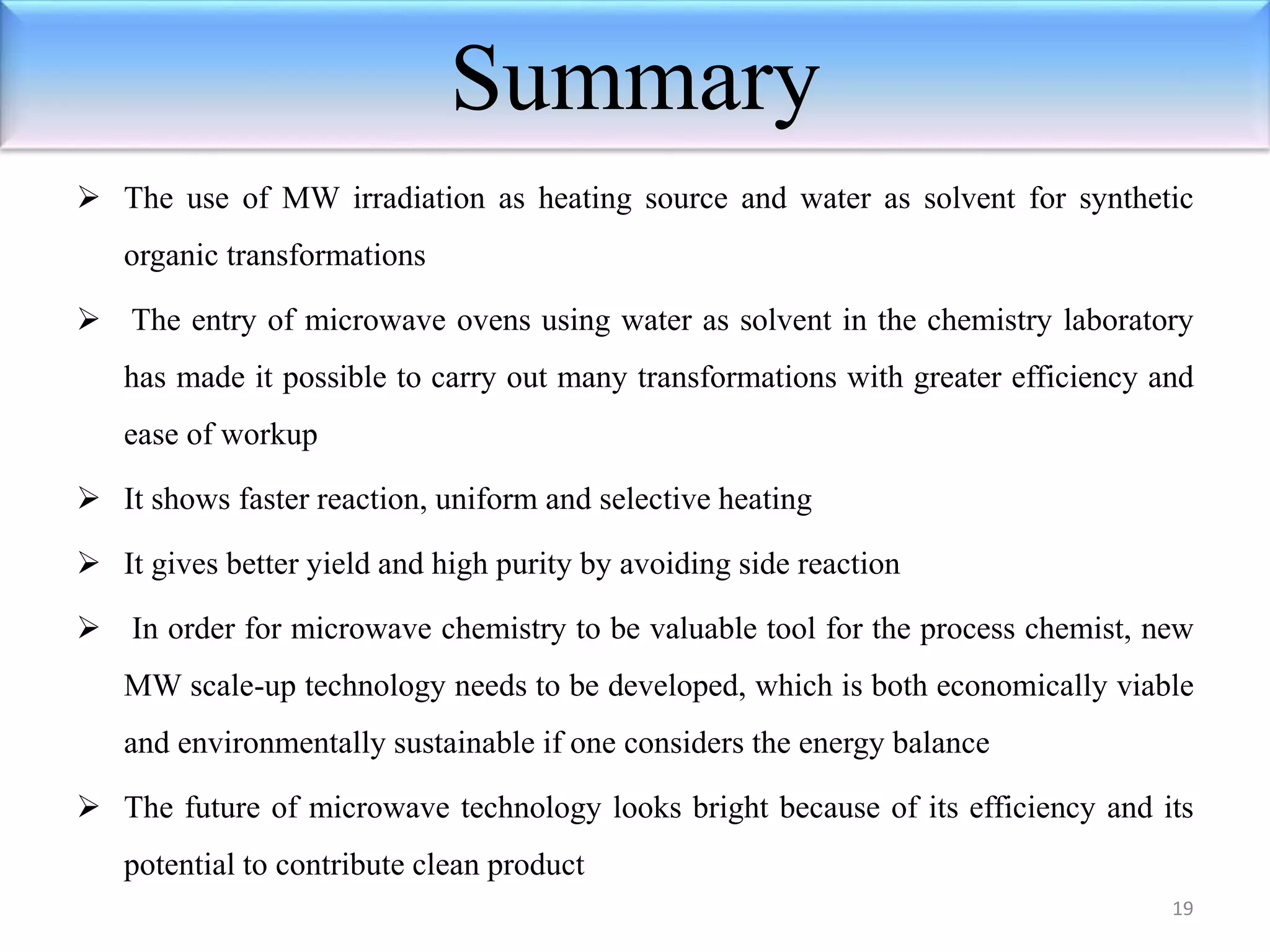 Water as a solvent in microwave assisted organic synthesis | PPT