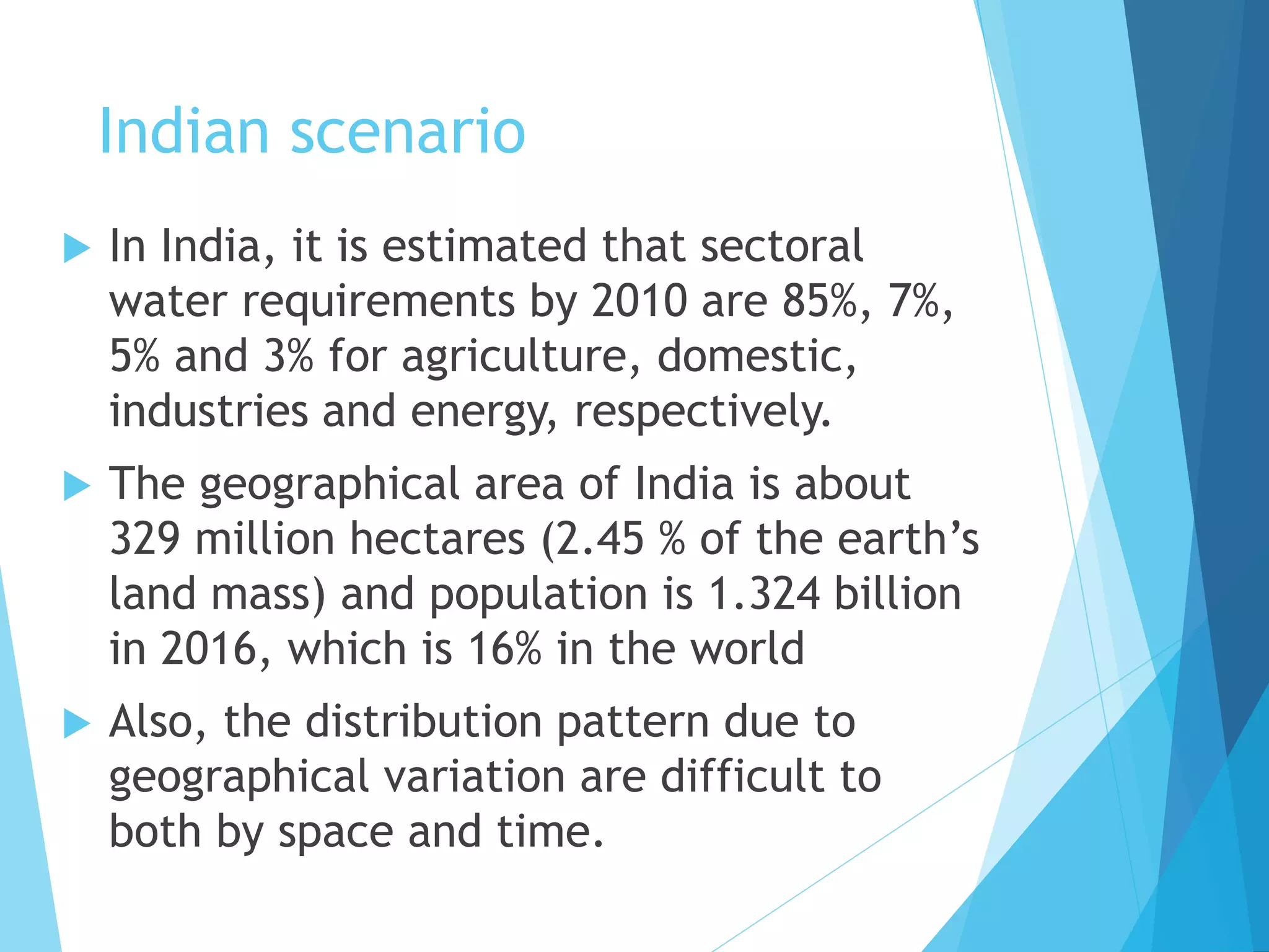 Water availability: global and indian scenarios | PPTX