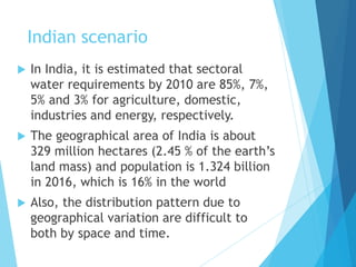 Water availability: global and indian scenarios | PPTX