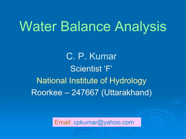 Water Balance Analysis | PDF