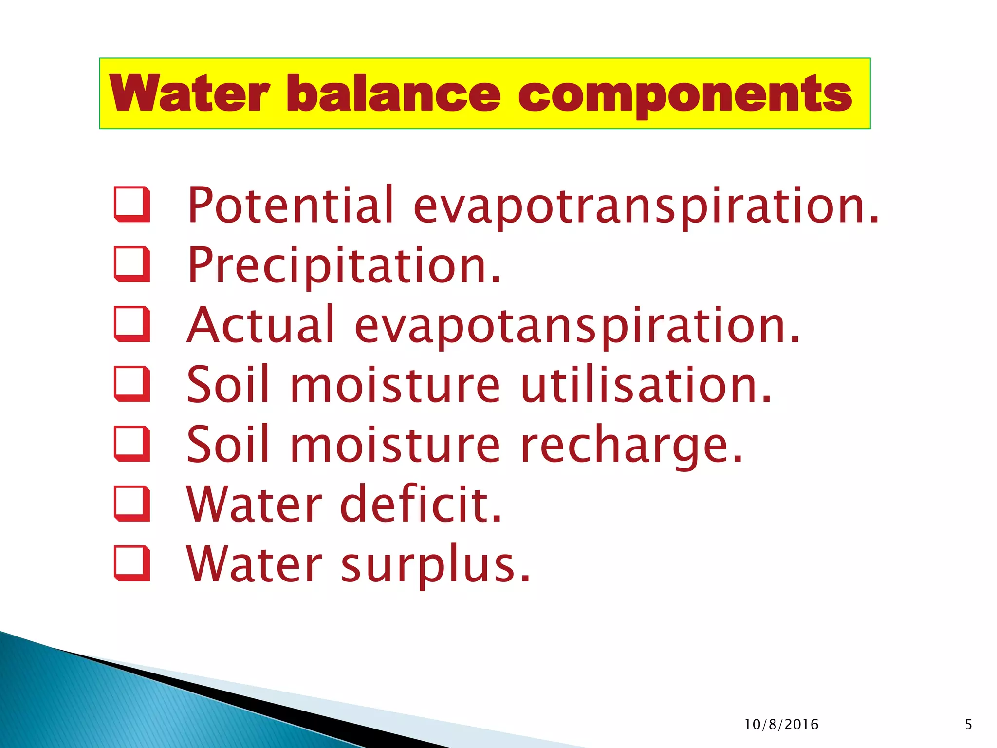 Water balance calculation | PDF