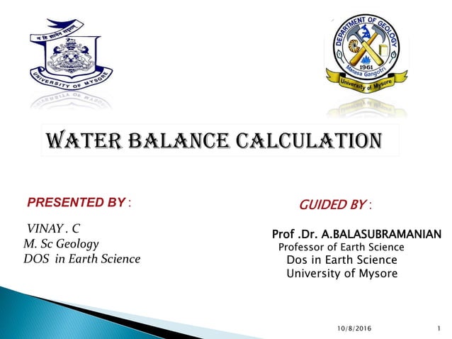 Water balance calculation | PDF | Chemistry | Science