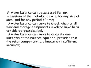 Water balance calculation | PDF
