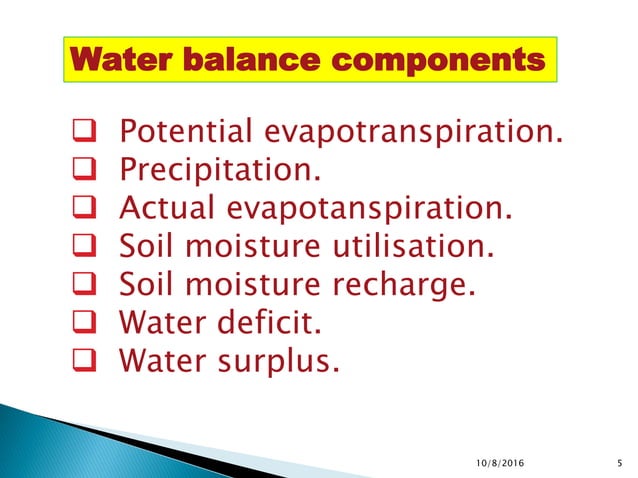 Water balance calculation | PDF | Chemistry | Science