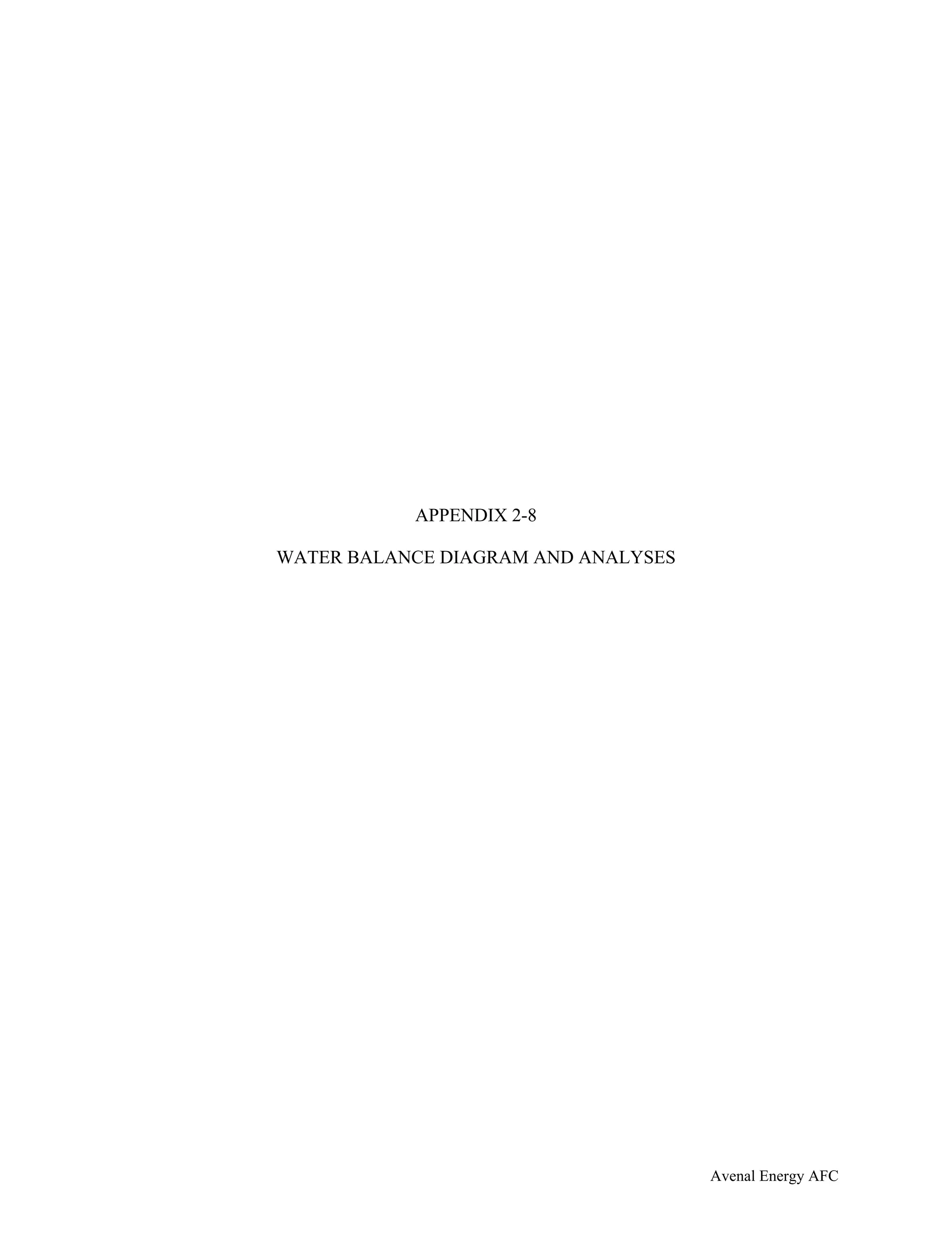 Water Balance Diagram and Analyses for Avenal Energy Project | PDF