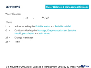 Water balance & management | PPT