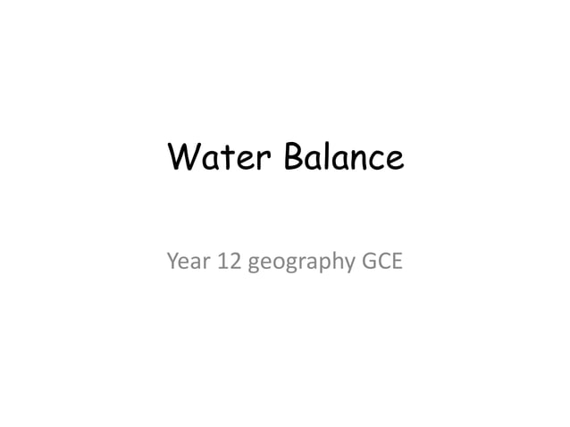 Water Balance VLE | PPTX