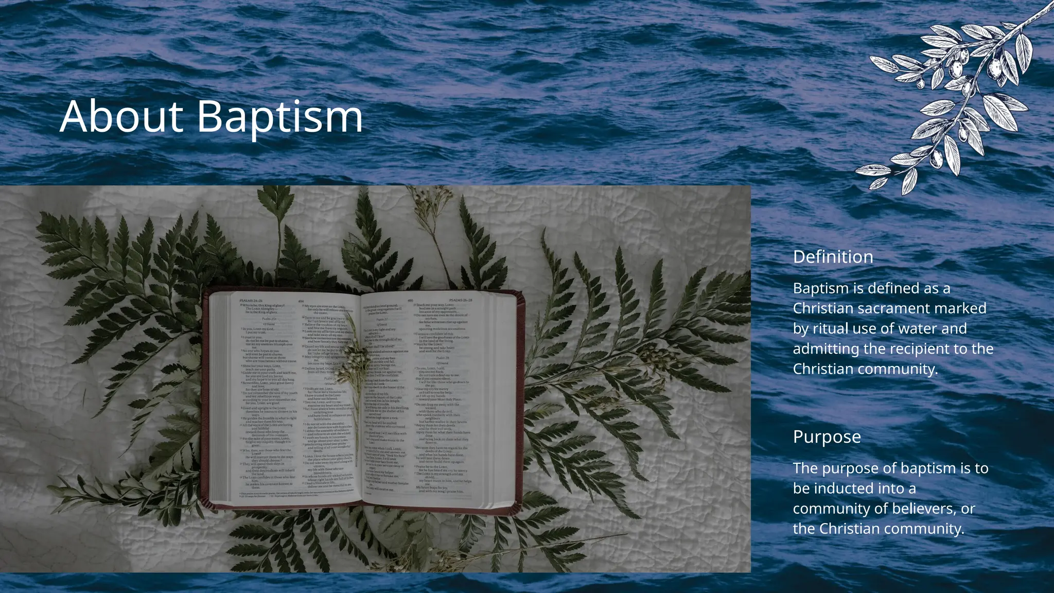 Water Baptism Slides. Holy water theme and purity | PPTX