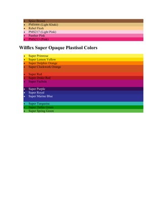 Water based ink colors | DOCX