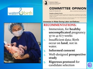 Water birth. Risk & Benefits | PDF