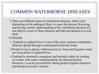 WATERBORNE DISEASES AND PREVENTION | PDF