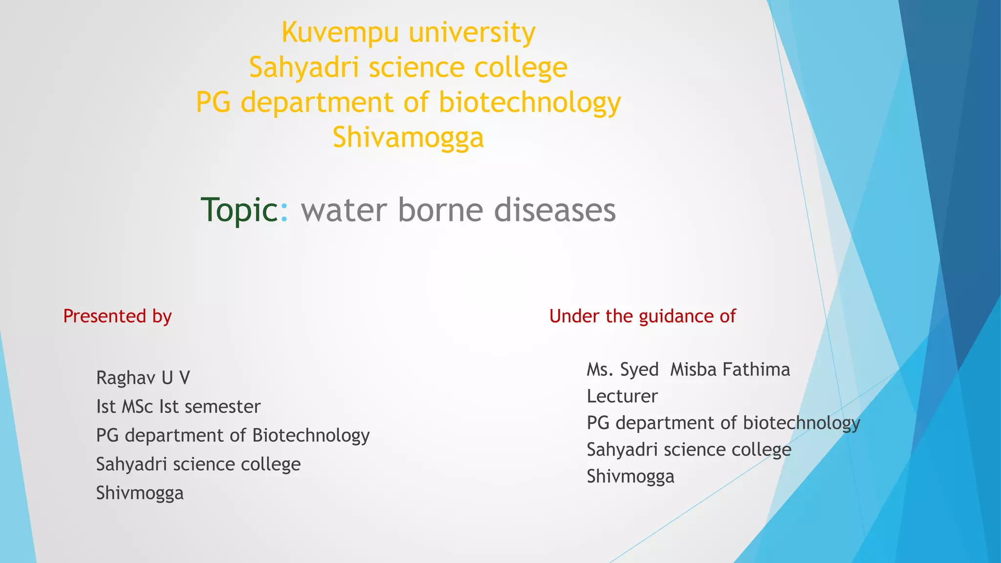 WATER BORNE DISEASES BY RAGHAV U V PPT.pptx | Infectious Diseases ...