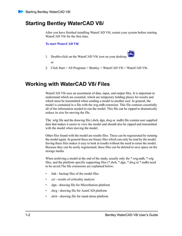 Water cad v8i user's guide | PDF