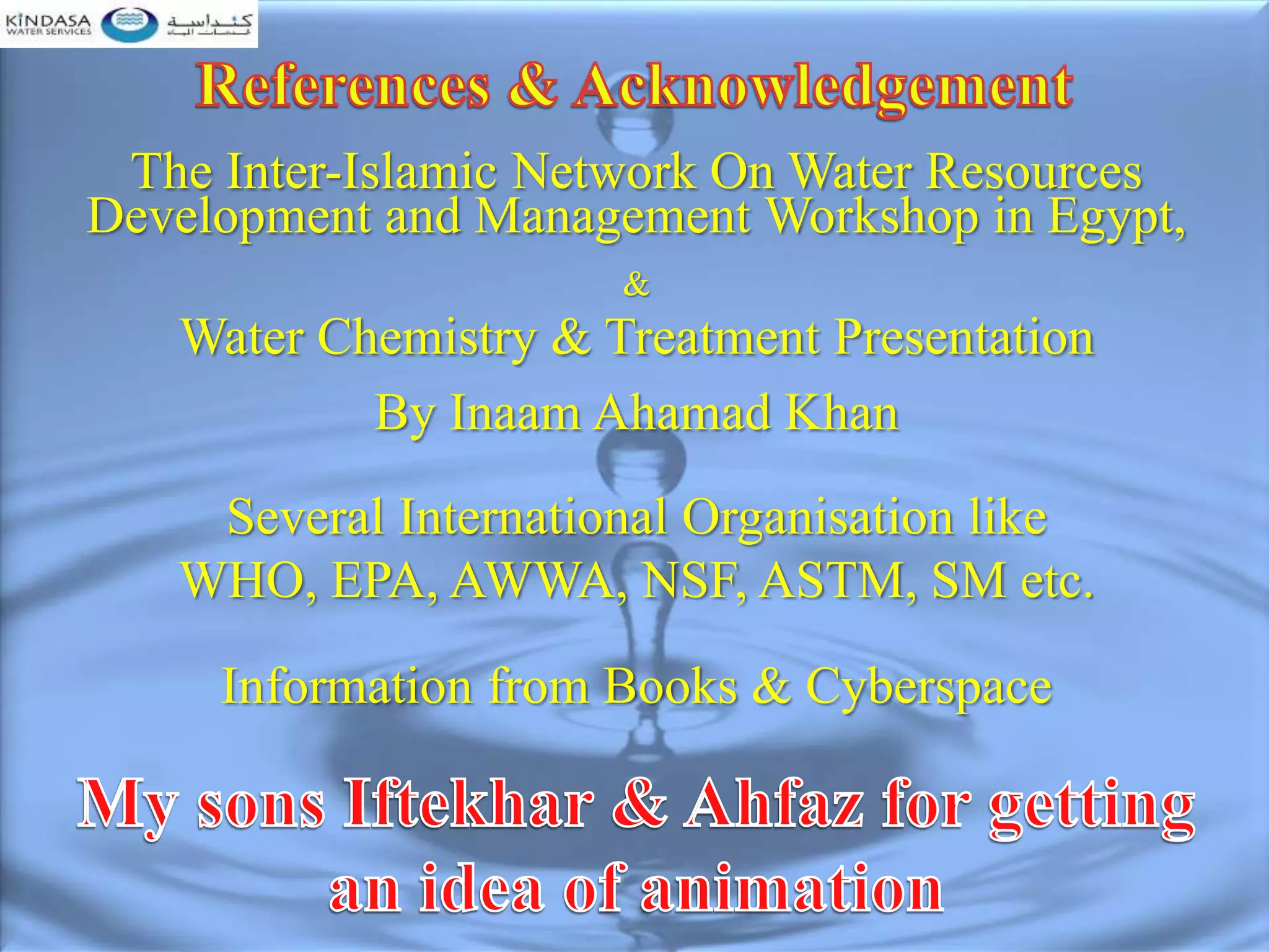 Water chemistry for kindasa final ii | PPT