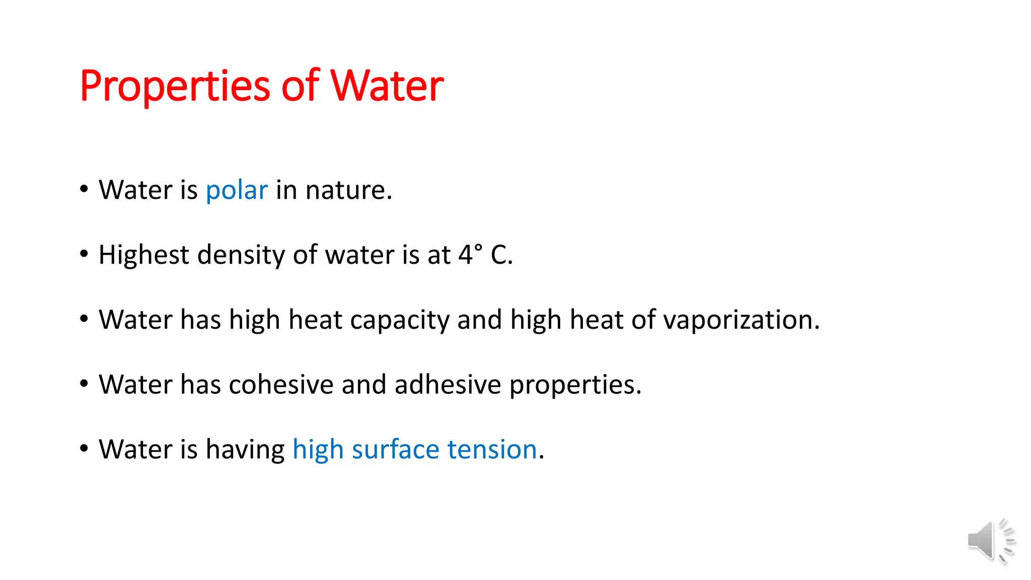 Physicochemical Properties of Water chemistry | PPT