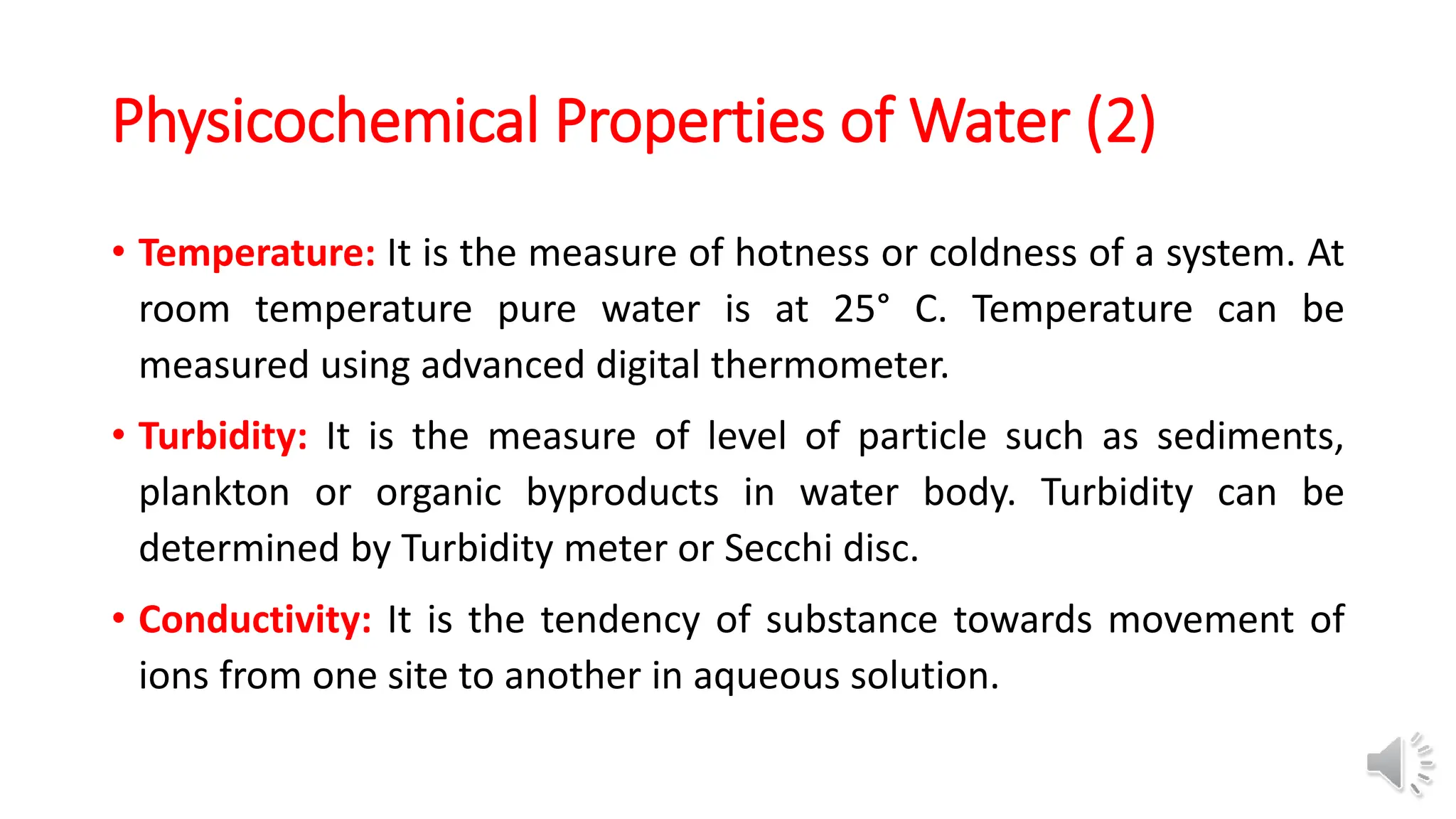 Physicochemical Properties of Water chemistry | PPTX
