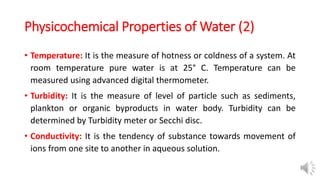 Physicochemical Properties of Water chemistry | PPTX