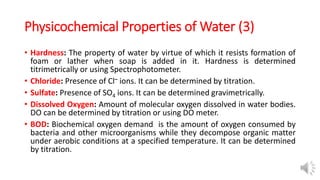 Physicochemical Properties of Water chemistry | PPTX