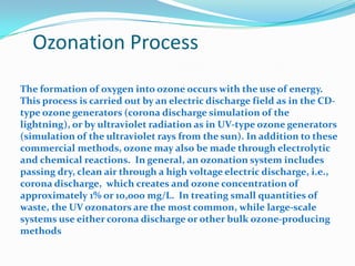Water cleani̇ng wi̇th ozone | PPTX