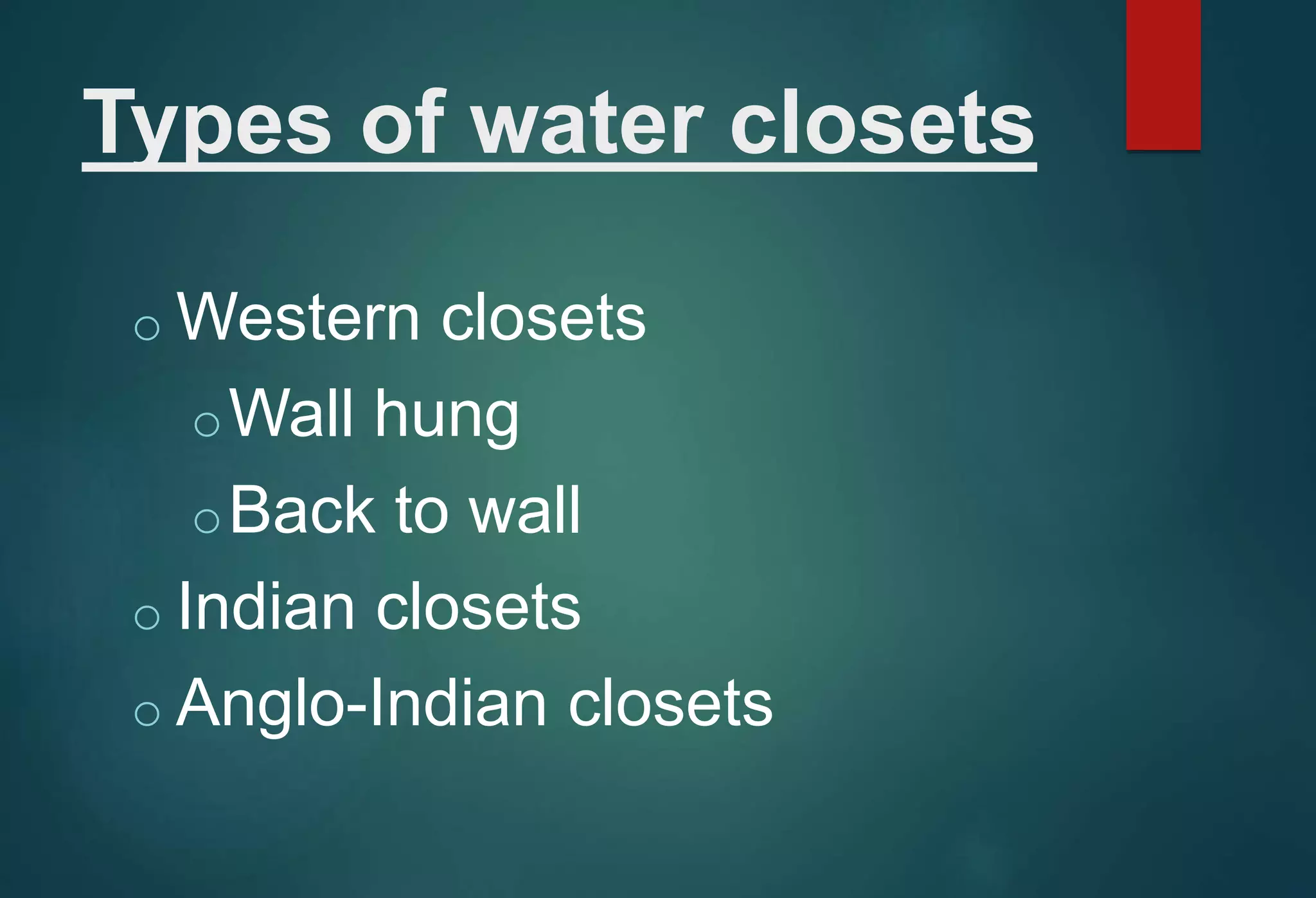 Water closets and urinals | PPTX