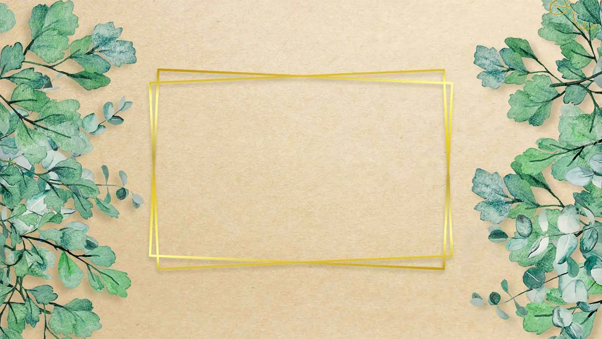 Watercolor Green Leaves Frame PowerPoint Templates.pptx