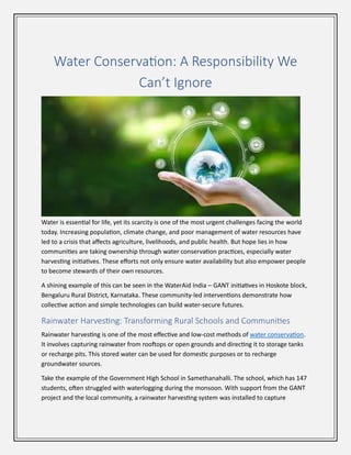 Water Conservation A Responsibility We Can’t Ignore | PDF