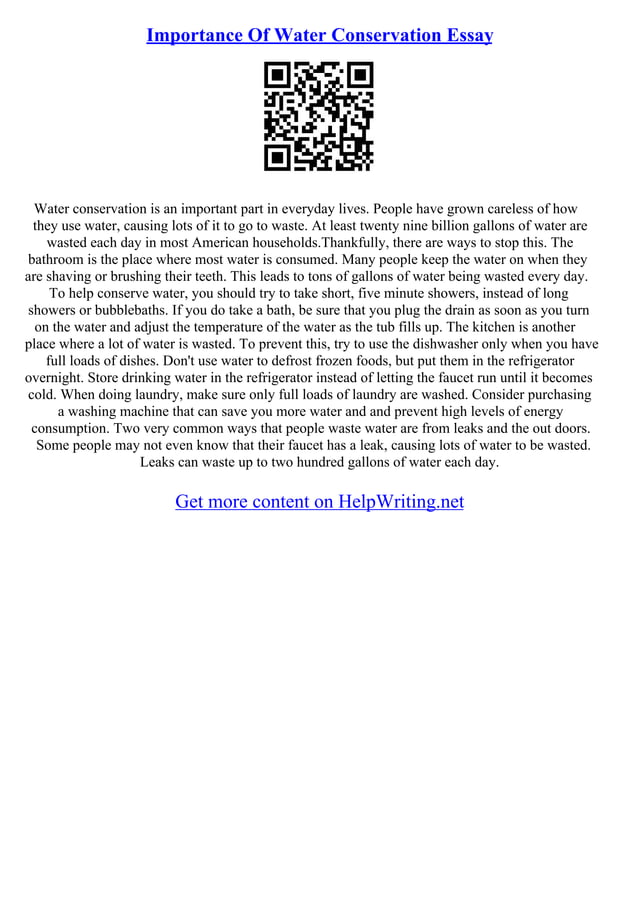 Water Conservation Essays | PDF