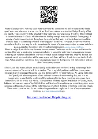 Water Conservation Essays | PDF