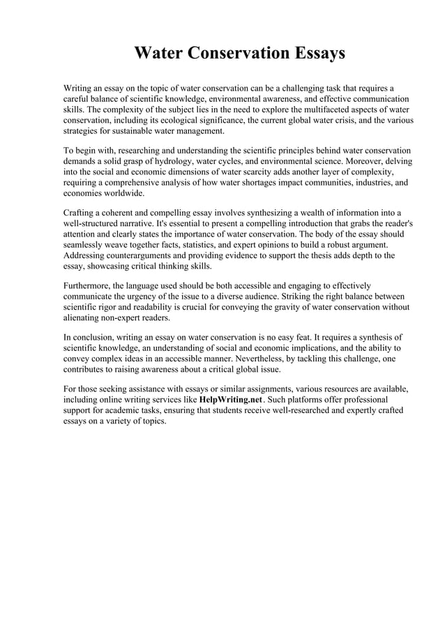 Water Conservation Essays. College of San Mateo | PDF