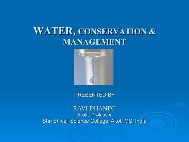 Water, Conservation & Management | PPT | Agriculture | Industries