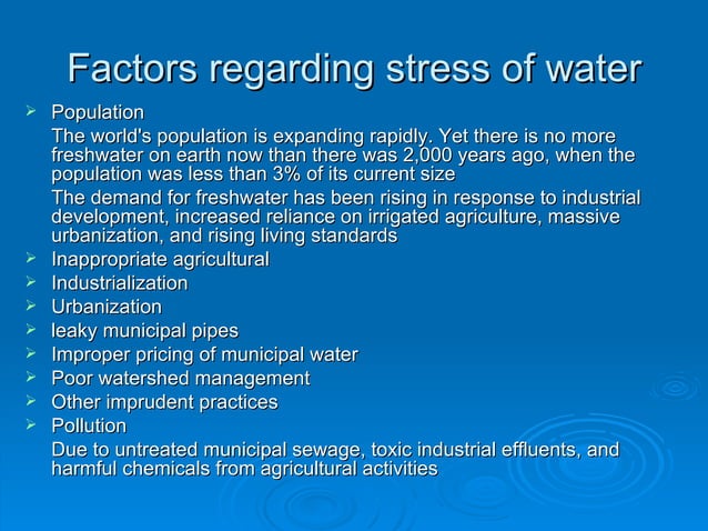 Water, Conservation & Management | PPT | Agriculture | Industries
