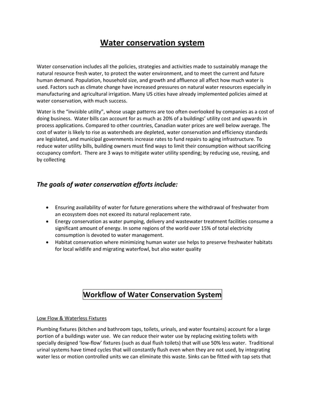 Water conservation system | PDF
