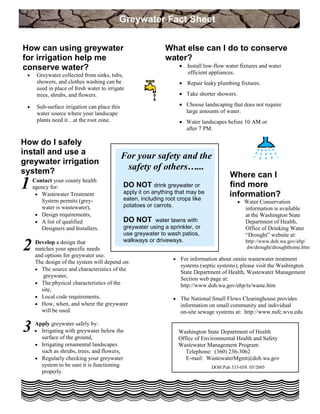Water Conservation Using Greywater - Clallam County, Washington | PDF
