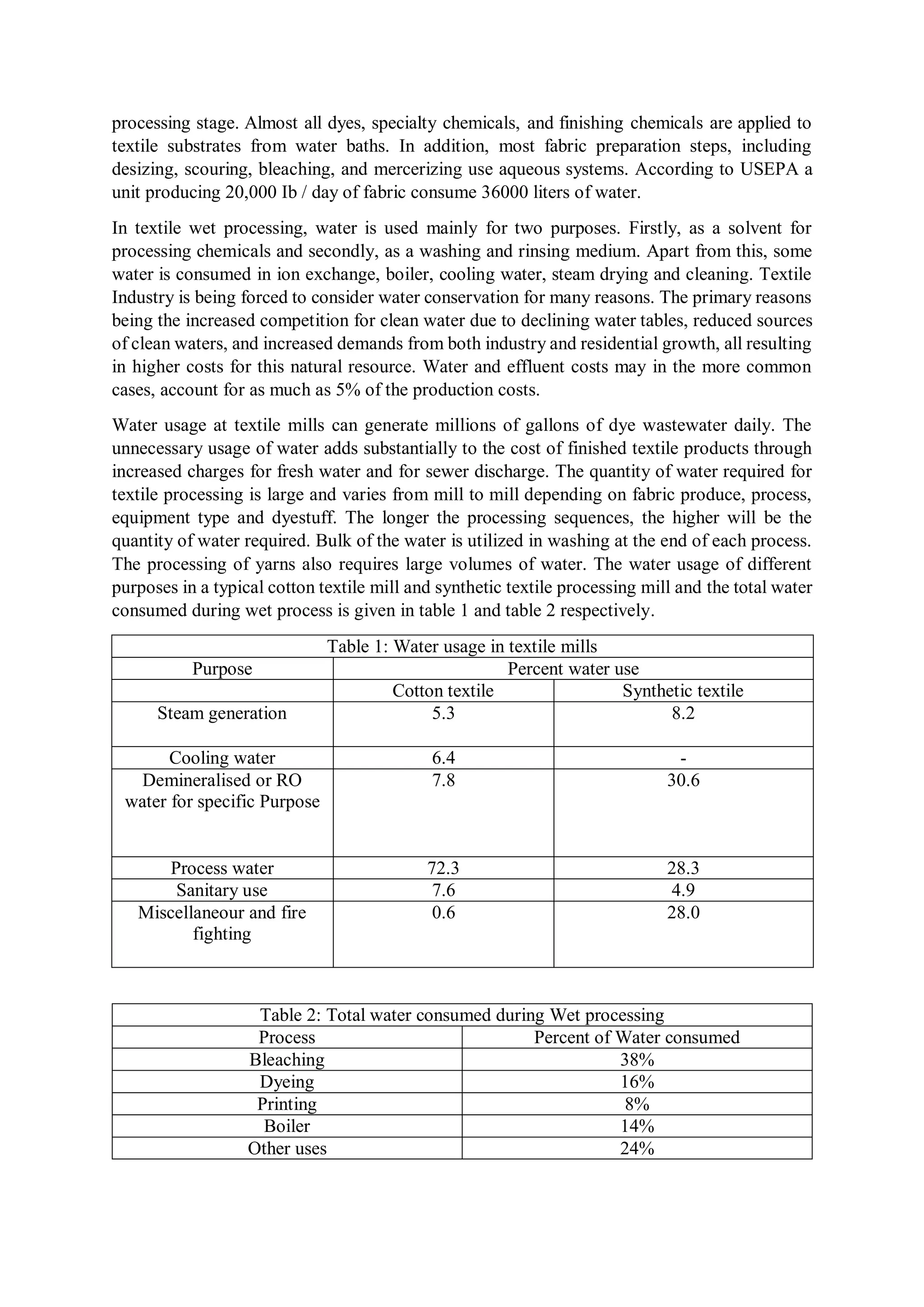 Water consumption in textile industry | PDF