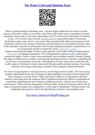 Water Crisis Essay | PDF