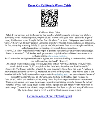 Water Crisis Essay | PDF