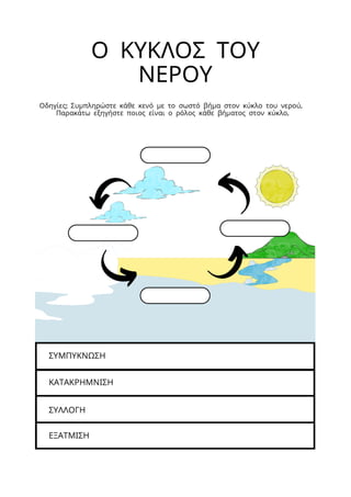 Ο ΚΥΚΛΟΣ ΤΟΥ ΝΕΡΟΥ -ΔΙΑΔΙΚΑΣΙΑ-ΦΥΛΛΑ ΕΡΓΑΣΙΩΝ | PDF