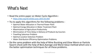 An Introduction to Water Cycle Algorithm | PPTX