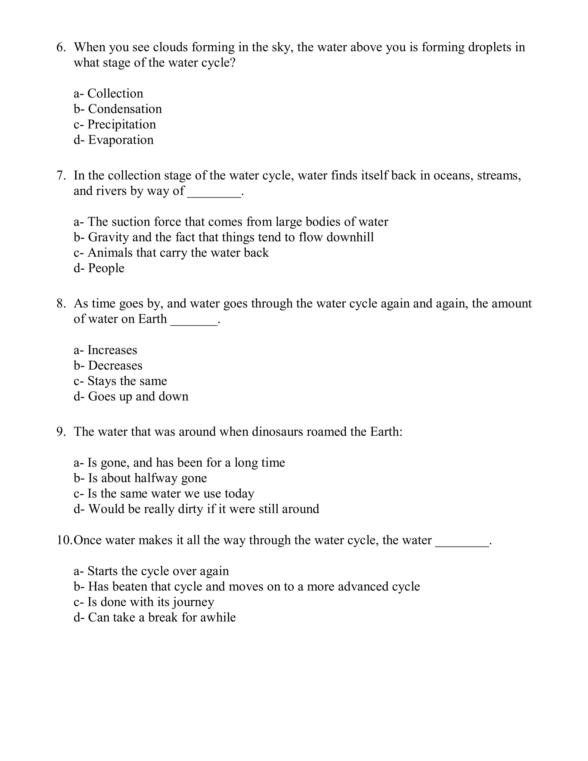 Water cycle test | PDF